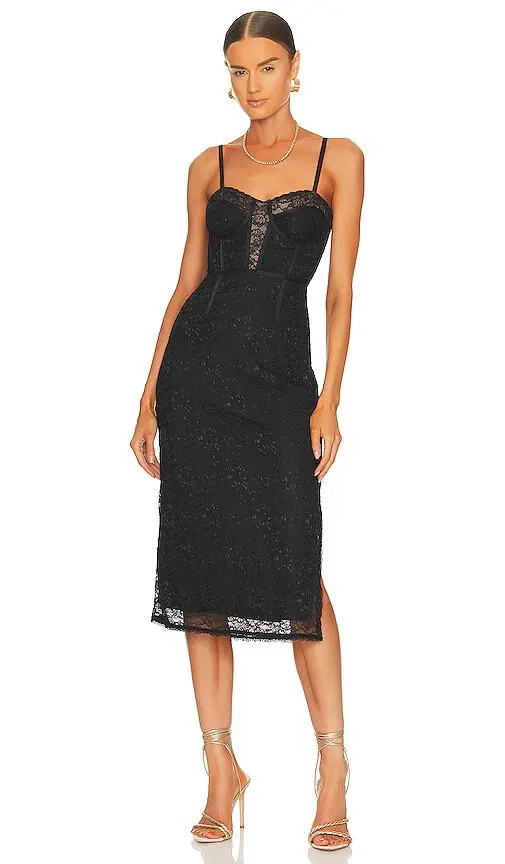 mesh lace insert wrap dress Lace Insert Faux Wrap Dress (Black) – Florette The Label main image 1