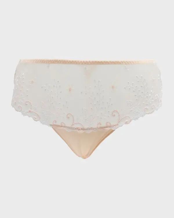 Simone Perele Delice Floral-embroidered Boyshorts - Blush