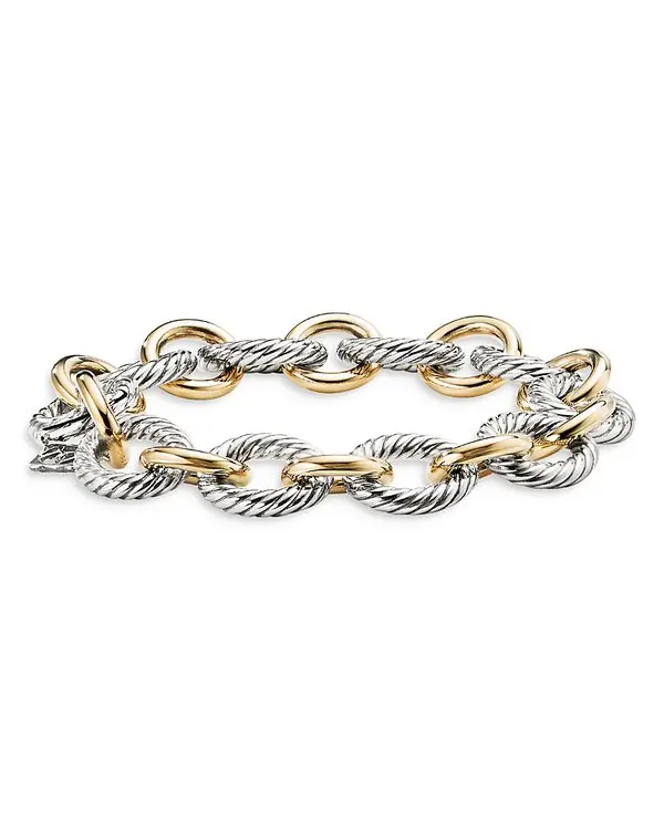 David Yurman 18k Yellow Gold & Sterling Silver Link Bracelet - Gold/silver