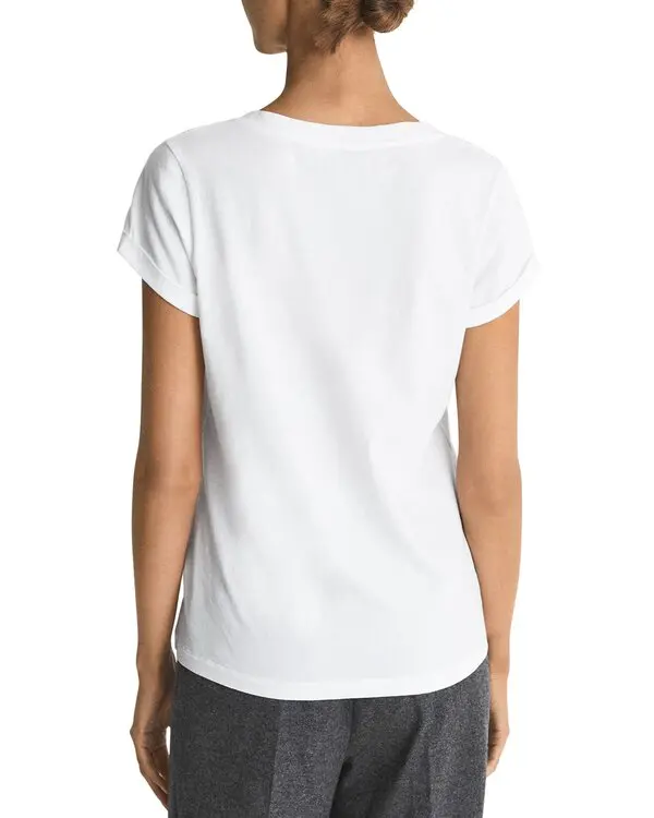 REISS Luana Cotton V-neck Tee - White