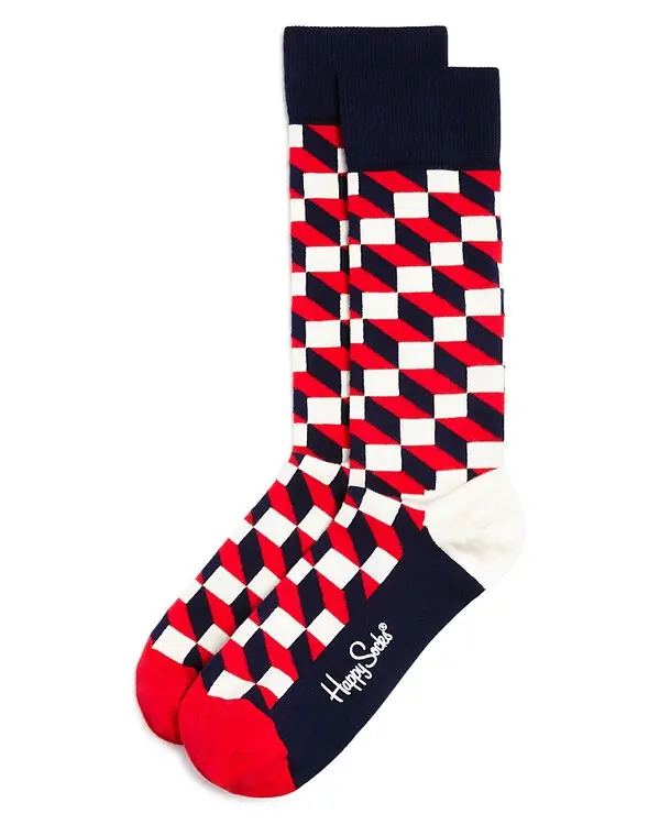Happy Socks Optical Socks - Navy/red/white