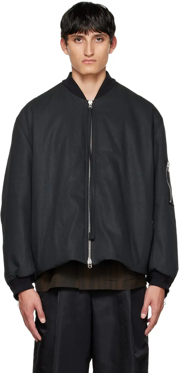 Oamc Black Vega Insulated Bomber Jacket In 001 Black - 24% Off 