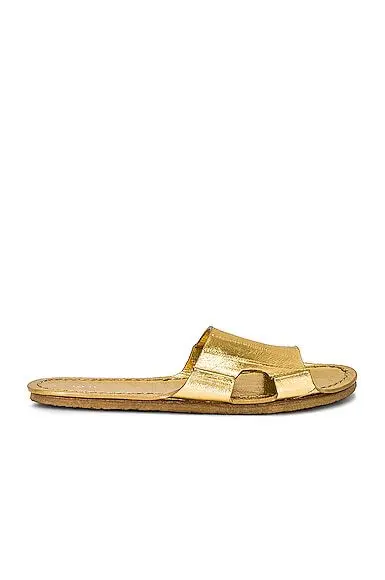 Buy THE ROW Gene Slides In Metallic - Gold At 40% Off | Editorialist
