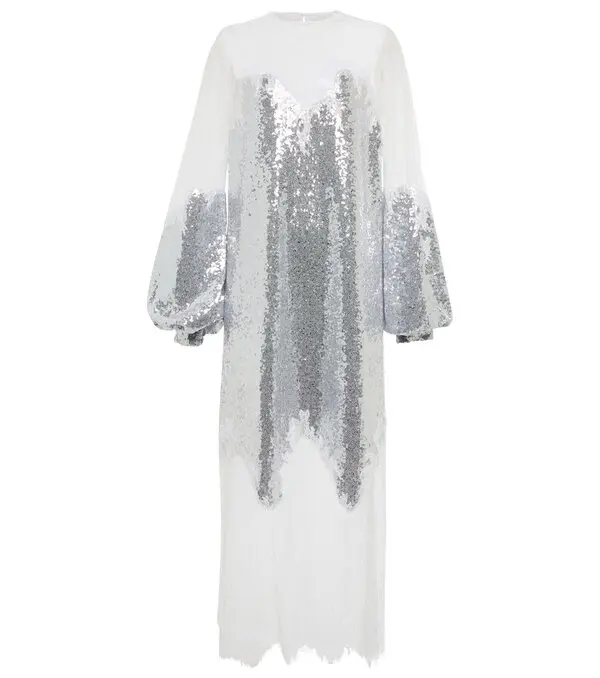 Costarellos Zahara Sequined And Lace Gown