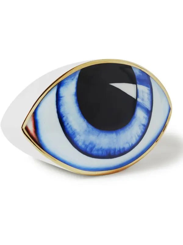 L'Objet Lito Gold-plated Porcelain Paperweight - Blue