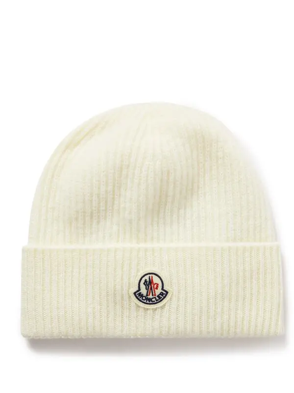 Moncler Ribbed Virgin Wool And Cashmere-blend Beanie - White