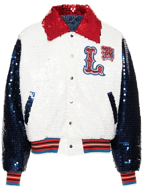 CHARLES JEFFREY LOVERBOY Sequin Varsity Jacket - Red,white,blue ...