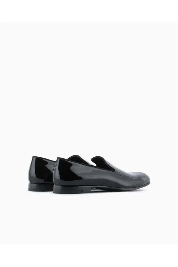 Giorgio Armani Patent Leather Loafers - Black