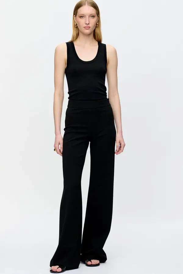 CALLAS MILANO Anouk Stretch Crepe Wide Leg Pant - Black