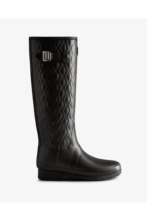 Buy Hunter Refined Slim Fit Vertical Quilted Tall Rain Boots - Black At ...