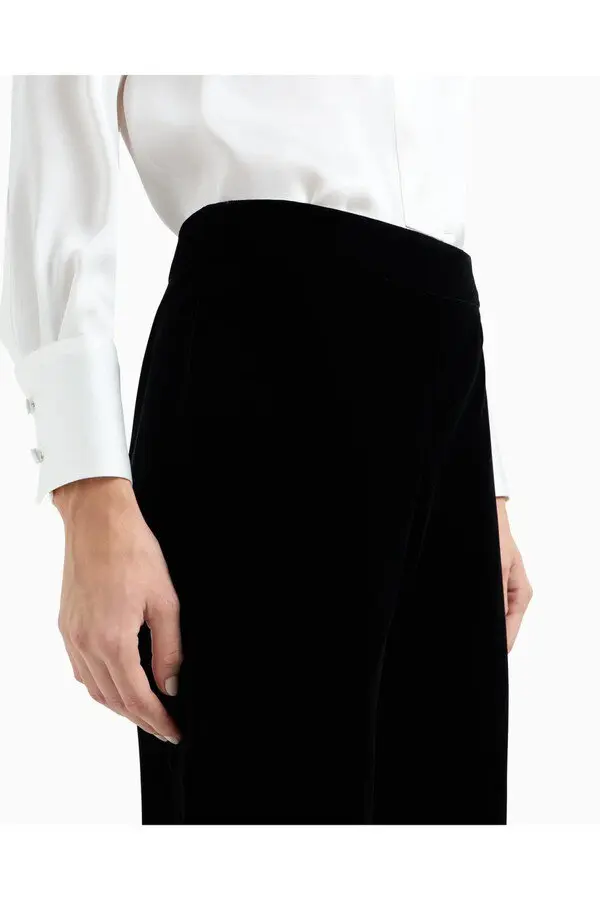 Giorgio Armani Cropped Velvet Trousers - Black