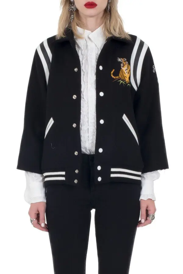 SIWY OUTLET Adeline Letterman Jacket - Black