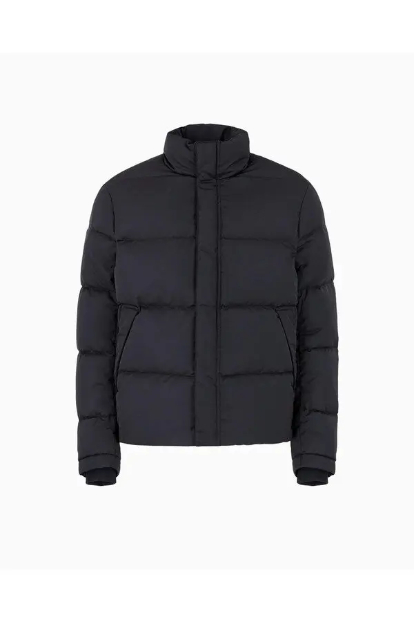 Emporio Armani Quilted Puffer Jacket With Jacquard Eagle - Navy