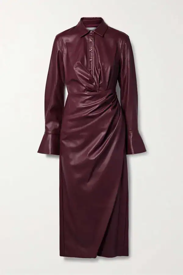 one sleeve leather dress Faux Leather One-Shoulder Mini Dress