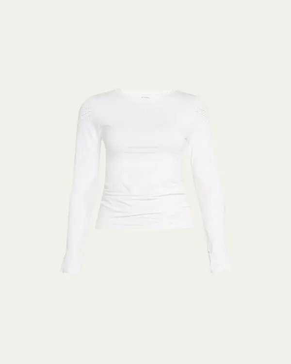 Blanc Noir Magnetic Long-sleeve Mesh Top - White