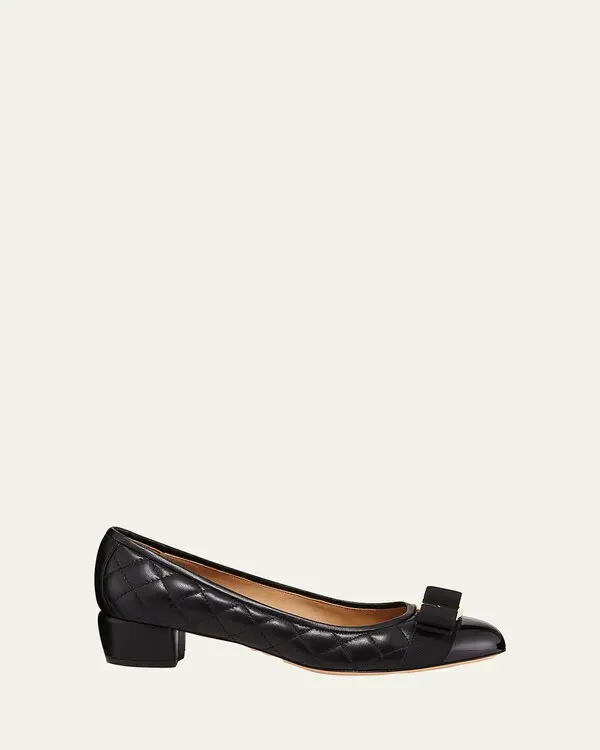 FERRAGAMO Vara Quilted Ballet Pumps - Nero