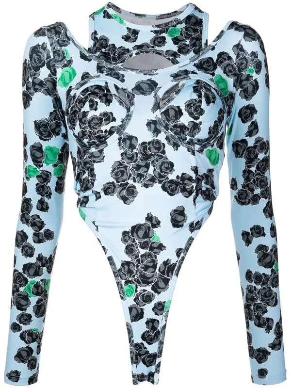 Natasha Zinko Rose-print Bodysuit