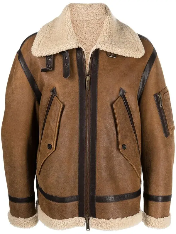 Dsquared2 Shearling-trimmed Biker Jacket