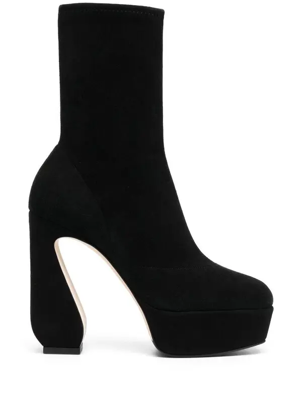 SERGIO ROSSI Sculpted-heel Platform Ankle Boots