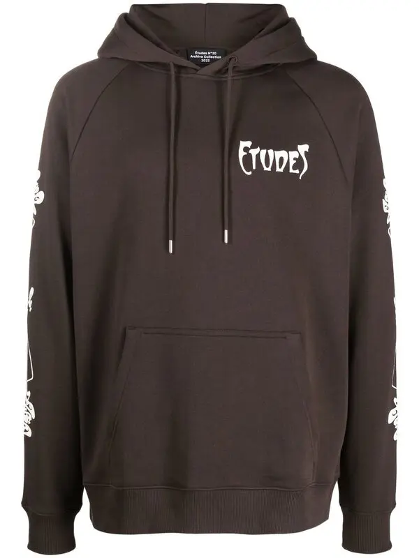 ÉTUDES STUDIO Racing Paris Logo-print Hoodie - Brown