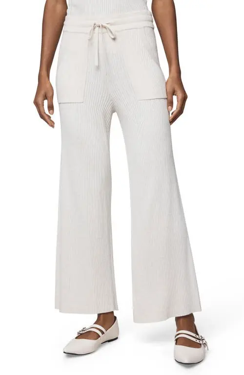 Splendid Georgie Rib Wide Leg Crop Pants - Pale Oak Heather