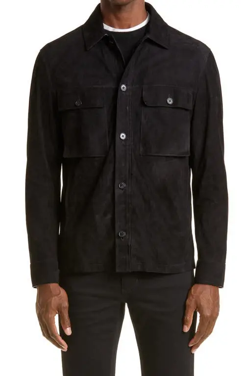 Zegna Suede Overshirt - Black