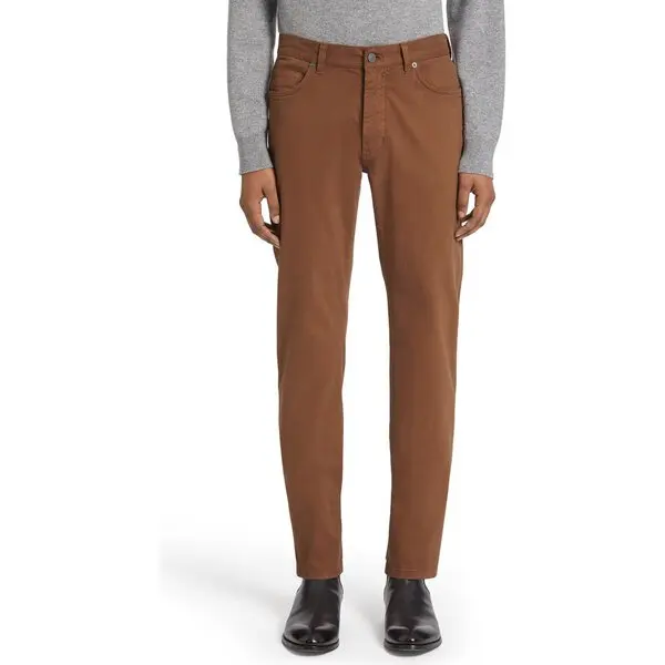 Zegna City Fit Stretch Cotton Pants - Vicuna