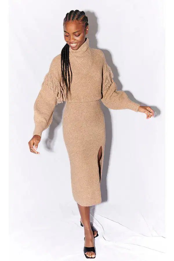fringe knitted dress Ulla Johnson | Women's Vittoria Knit Wedding Guest Dress with Fringe in White Short Sleeve Mini Dress Size Medium main image 1