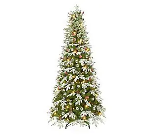 PULEO INTERNATIONAL Puleo 7.5' Pre-lit Slim Glittery Pe/pvc Tree, P Ne Cone