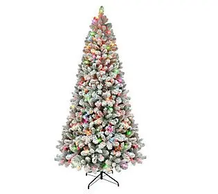 PULEO INTERNATIONAL Puleo 6.5' Prelit Flocked Virginia Pine Tree