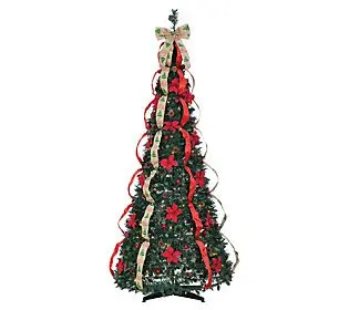 STERLING 7.5' Decorated Green Pop Up Pre-lit Pine Tree B Co