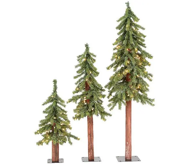 VICKERMAN Natural Alpine Artificial Christmas T Ree Set Ww