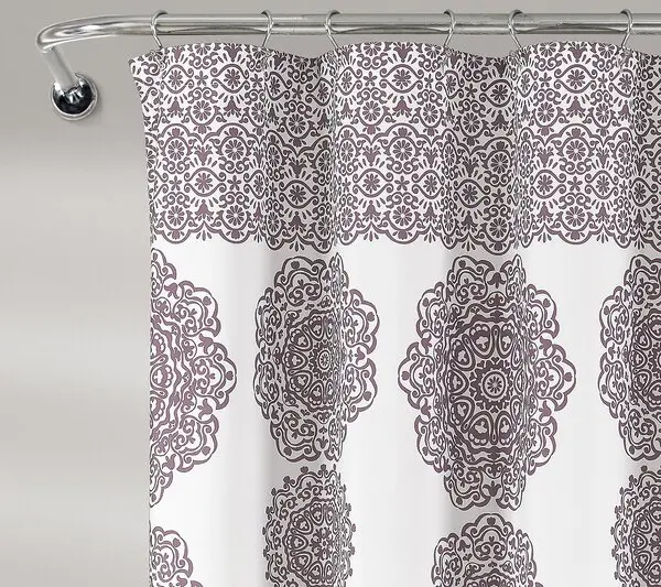 LUSH DECOR Stripe Medallion Shower Curtain Single 72' X 72 By