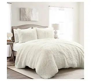 LUSH DECOR Emma Faux Fur Oversized Comforter Set King L Ush Decor