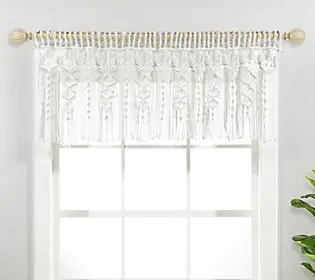 LUSH DECOR Boho Macrame Textured Cotton Valance By