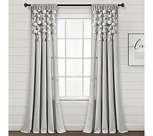 LUSH DECOR Boho Pom-pom Tassel Linen Window Panel 52x95 By
