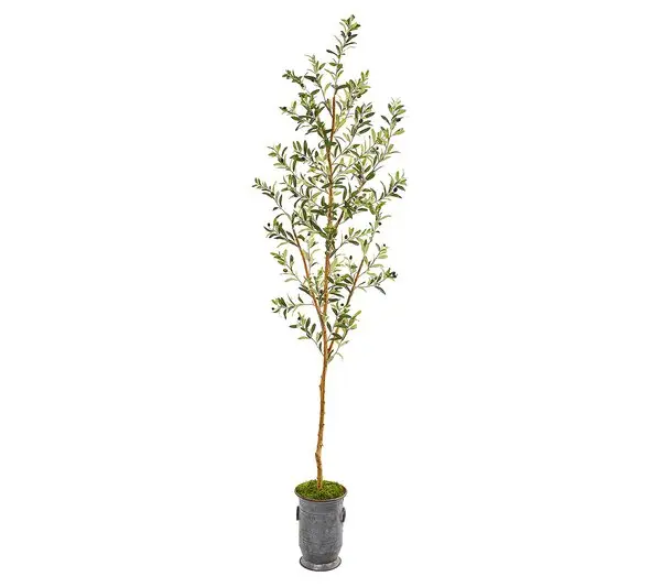 NEARLY NATURAL 7.5' Olive Tree In Decorative Pl Anter