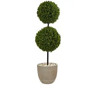 NEARLY NATURAL 4' Boxwood Ball Topiary In Planter Nearly Na Tural