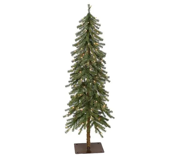 PULEO INTERNATIONAL Puleo Pre-lit 4' Alpine Artificial Christmas Tr E W/100 Lights