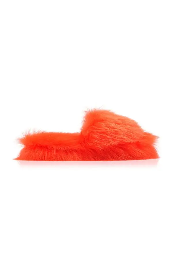 Bottega Veneta Shearling Slides - Orange