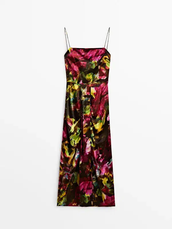 Massimo Dutti Floral Print Dress -Studio In Burgundy - 62% Off |  Editorialist