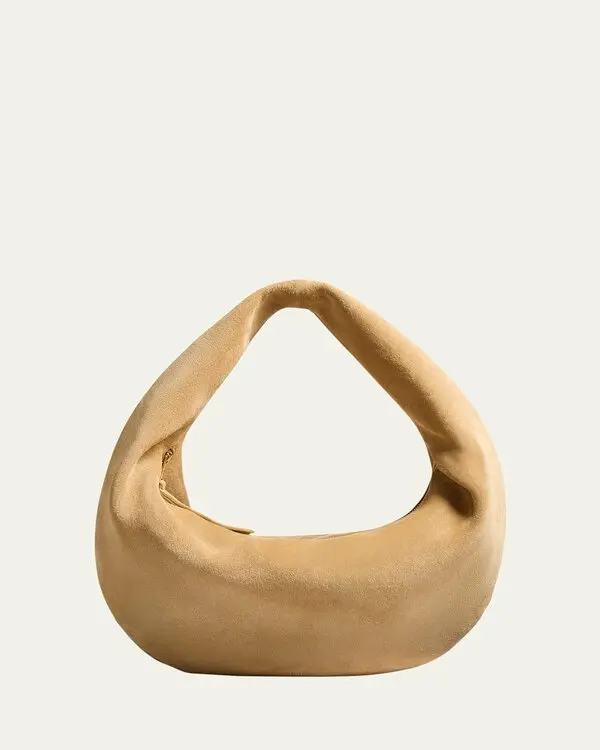 Khaite Olivia Medium Suede Hobo Bag - Wheat