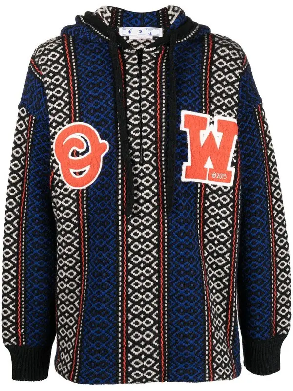 Off-White Geometric-patterned Alpaca-blend Hoodie
