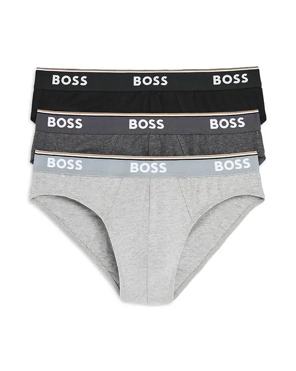 Hugo Boss Power Cotton Blend Briefs, Pack Of 3 - Open Gray