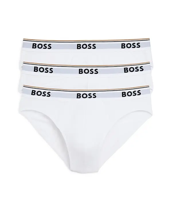 Hugo Boss Power Cotton Blend Briefs, Pack Of 3 - White
