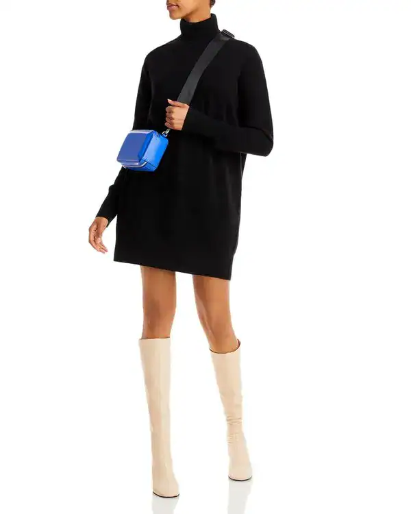 Aqua Exclusive Cashmere Turtleneck Dress In Black 75% Off