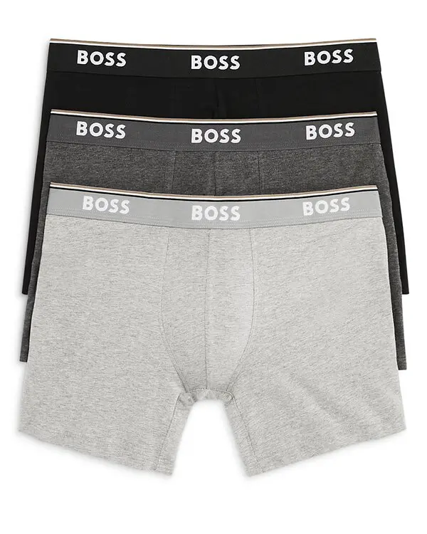 Hugo Boss Power Cotton Blend Boxer Briefs, Pack Of 3 - Open Gray