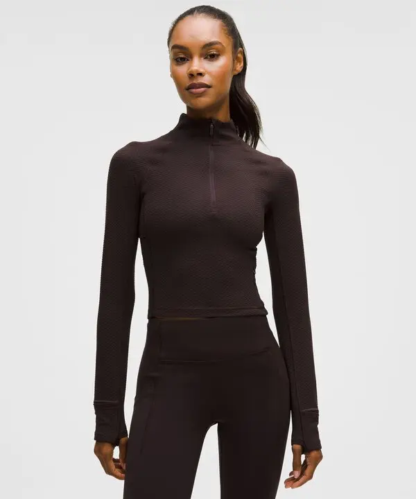 Lululemon It's Rulu Cropped Half Zip - Sequoia
