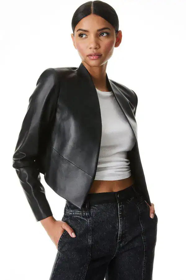 Alice + Olivia Harvey Leather Jacket - Black | Editorialist
