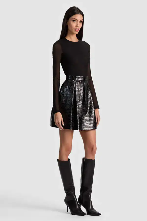 dress with faux leather waist THML Faux Leather Midi Dress Medium main image 0